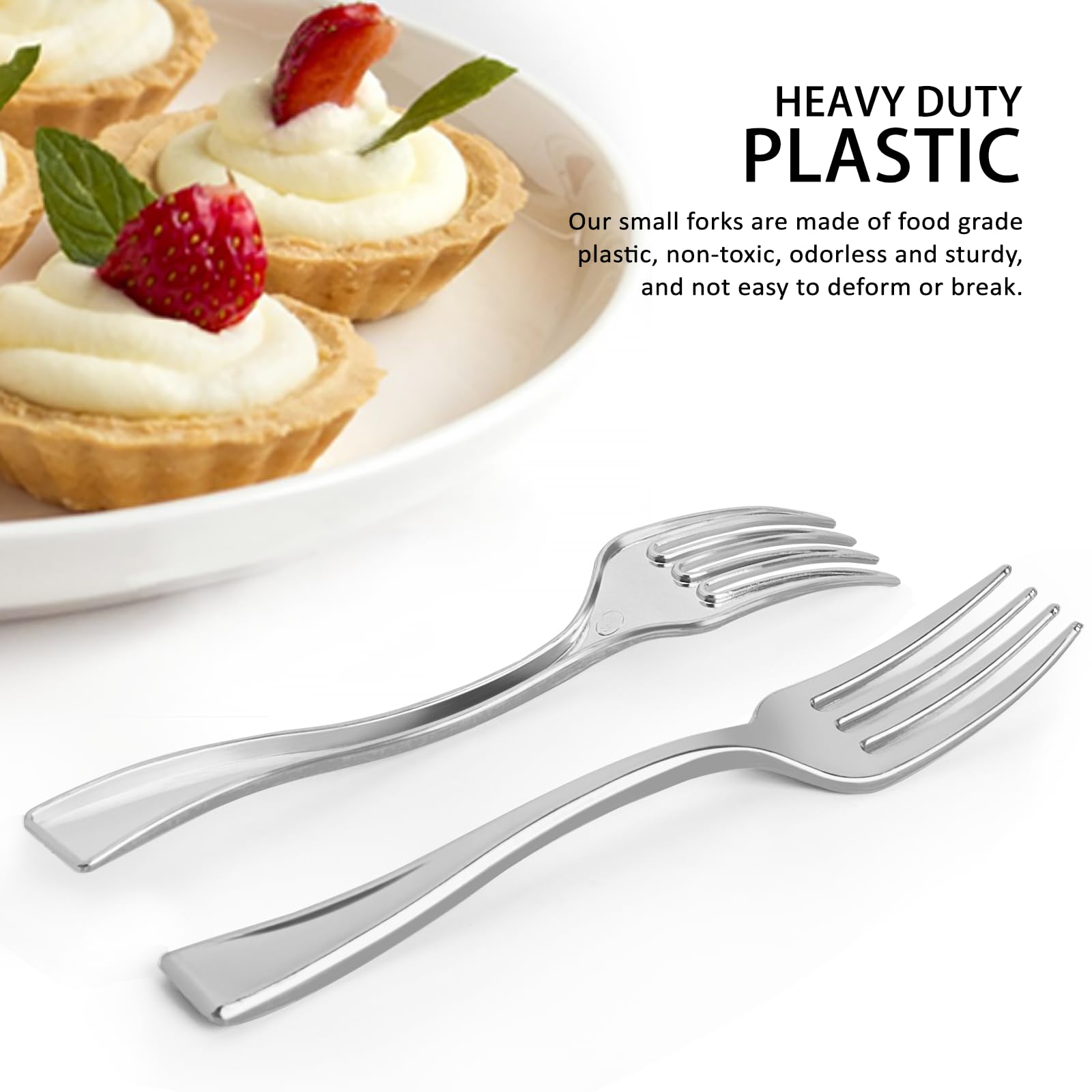 Snapklik.com : 4 Inch Silver Plastic Mini Forks, 100 Pack Disposable ...