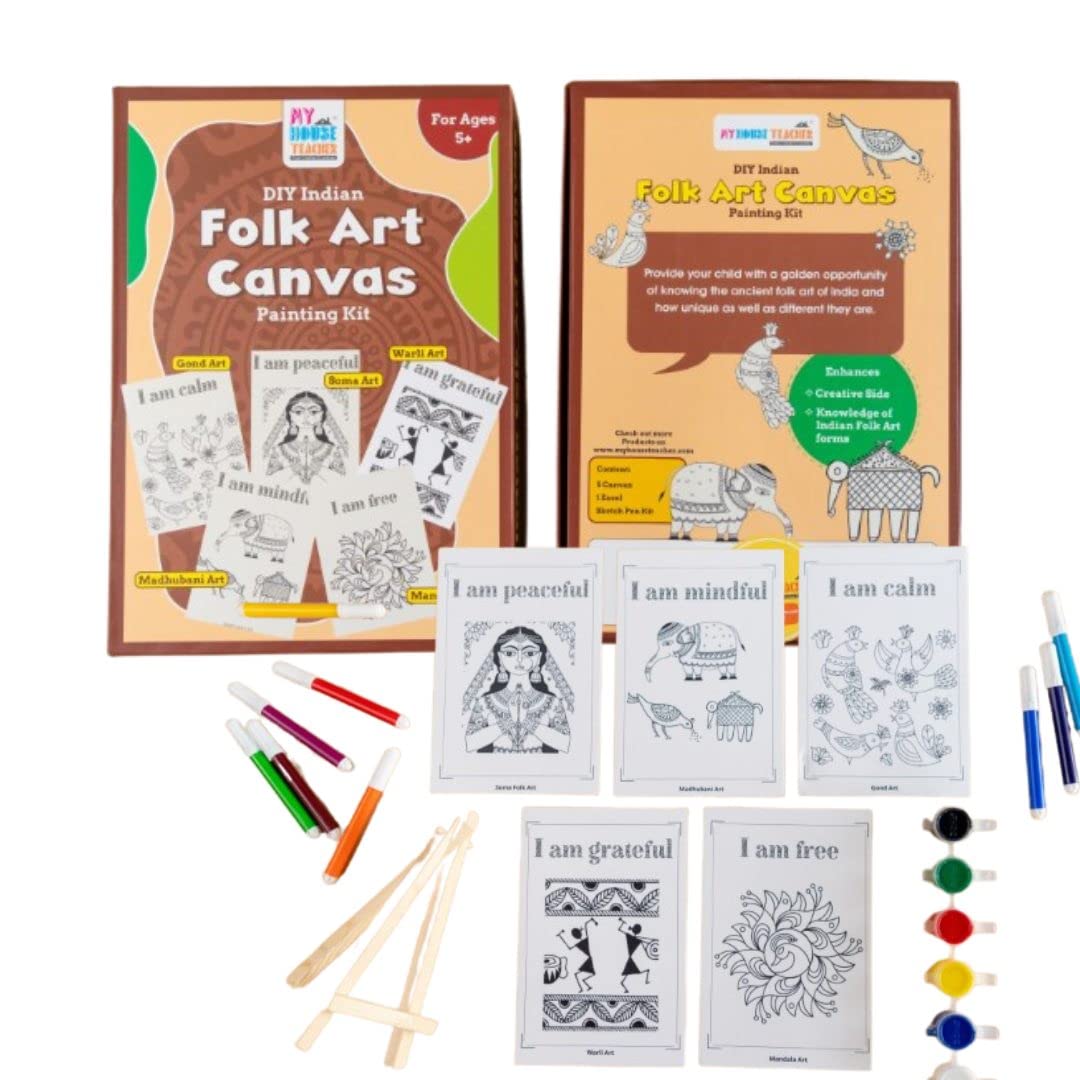 Buy My House Teacher Folk Art Canvas Painting Set - Color Your Own 5 ...