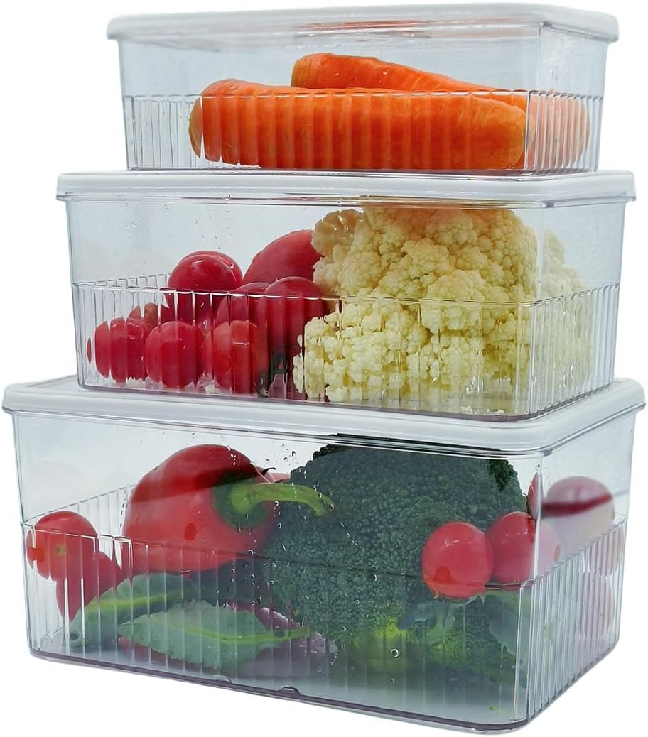 Amazon.com: halteoly Fruit Storage Containers for Fridge,3 Pc Stackable ...