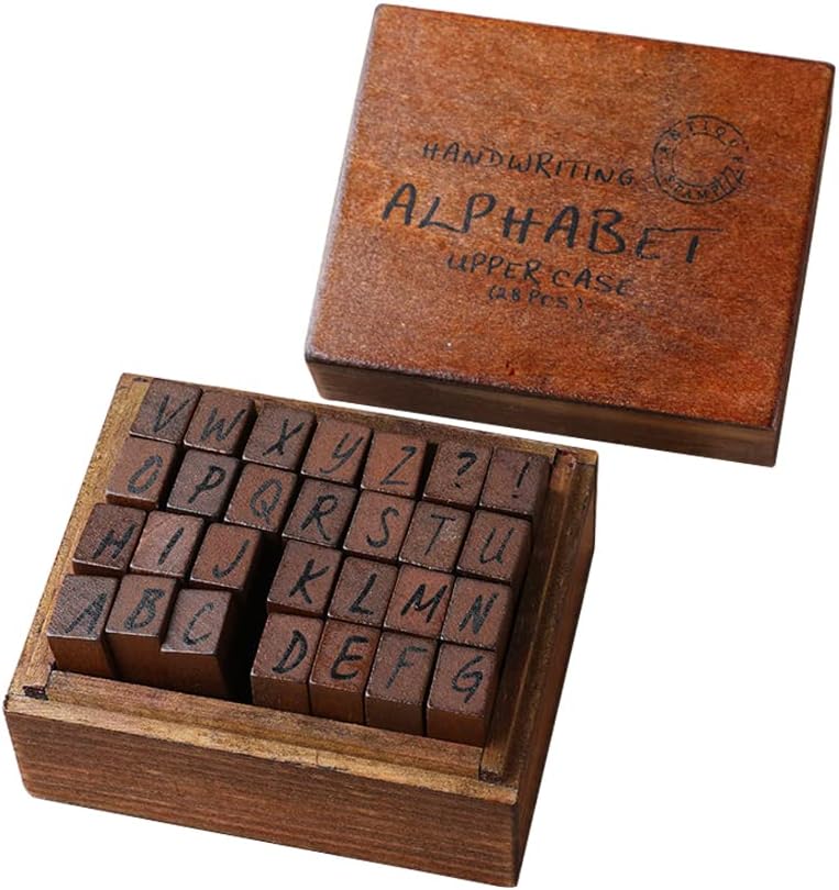 Amazon.com: DIYOMR Vintage Letter Stamps Wood Rubber Stamps, 26Pcs ...