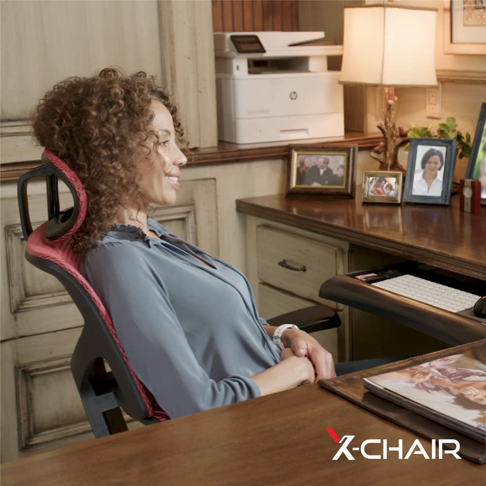 X-Chair X2 Management Task Chair, Red K-Sport Mesh Fabric with Headrest ...
