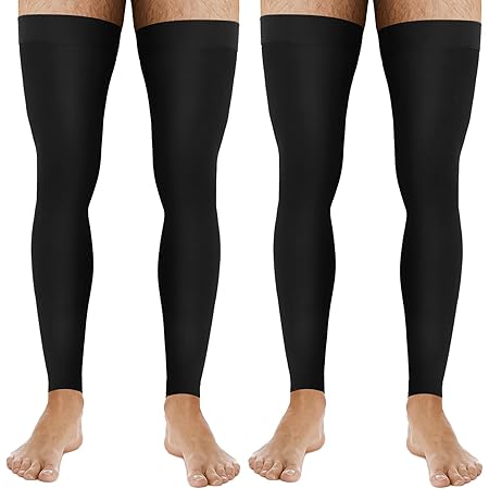 Amazon.com: 2 Pairs Thigh High Men's Compression Socks 20-30 mmHg ...