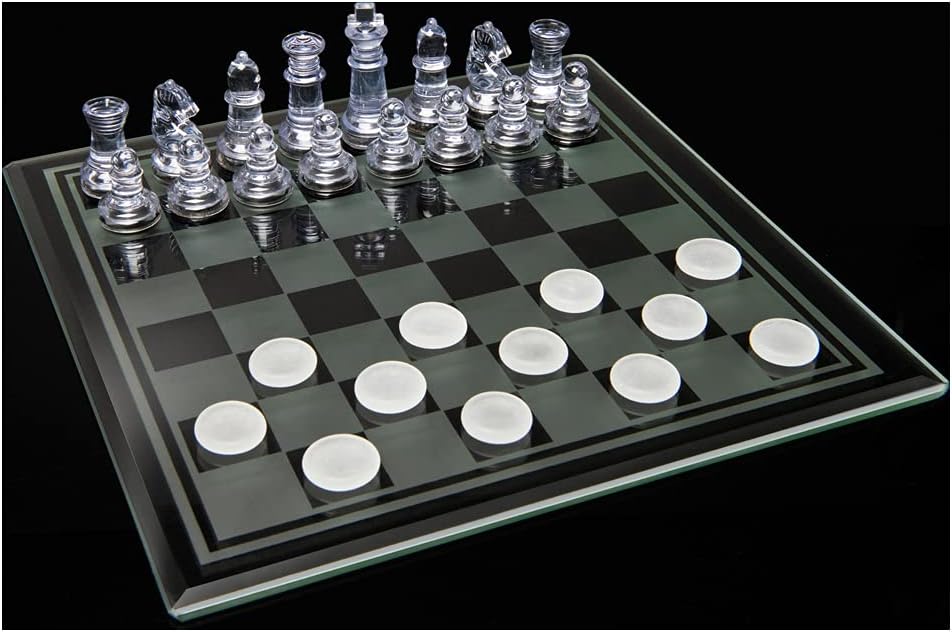 Chess & Checkers Set con tablero de vidrio – Yaxa Guatemala