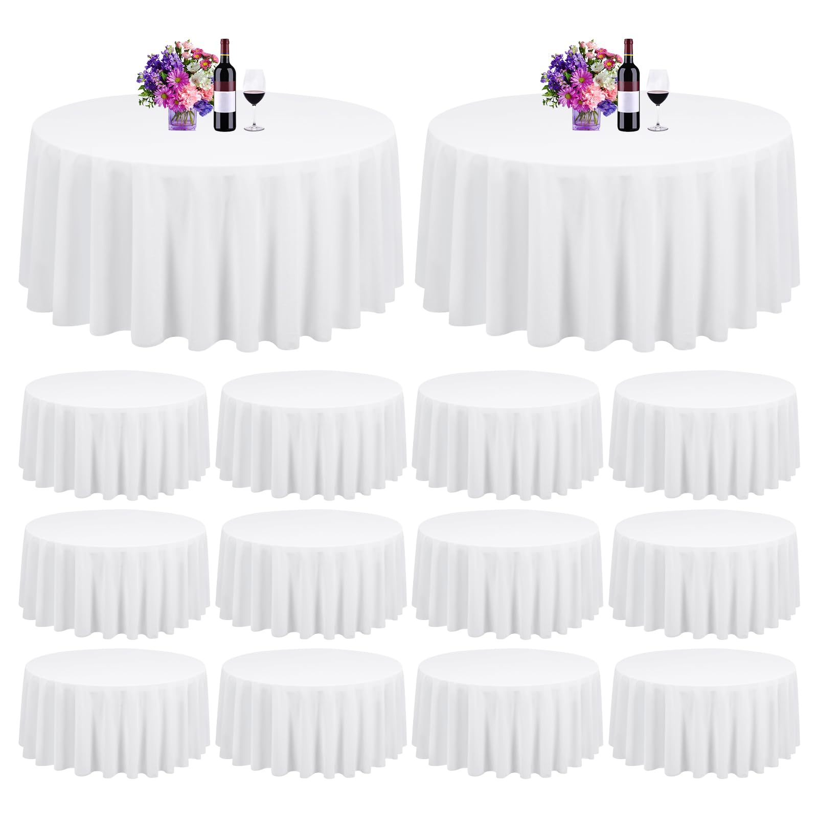 Amazon.com: 12 Pack White Round Tablecloth 90 Inch Circle Polyester ...