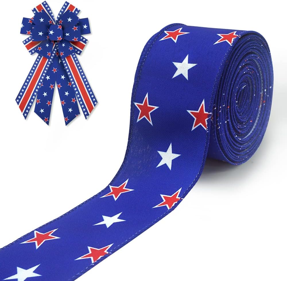 Amazon.com: ALIBBON 4th of July Patriotic Burlap Ribbons, Wired Edge ...
