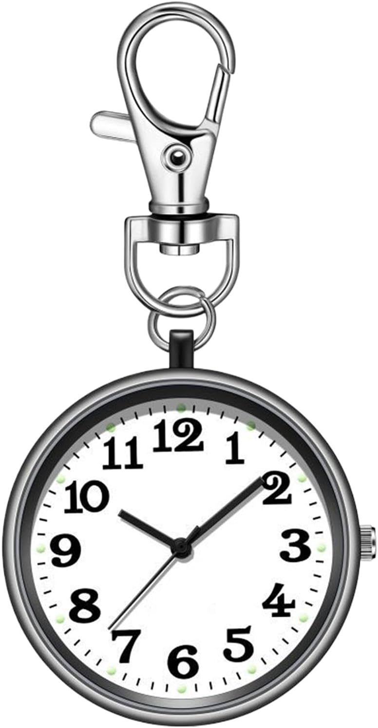Amazon.com: Sinolmaibe Pocket Watch with Key Buckle Clip Watch Round ...