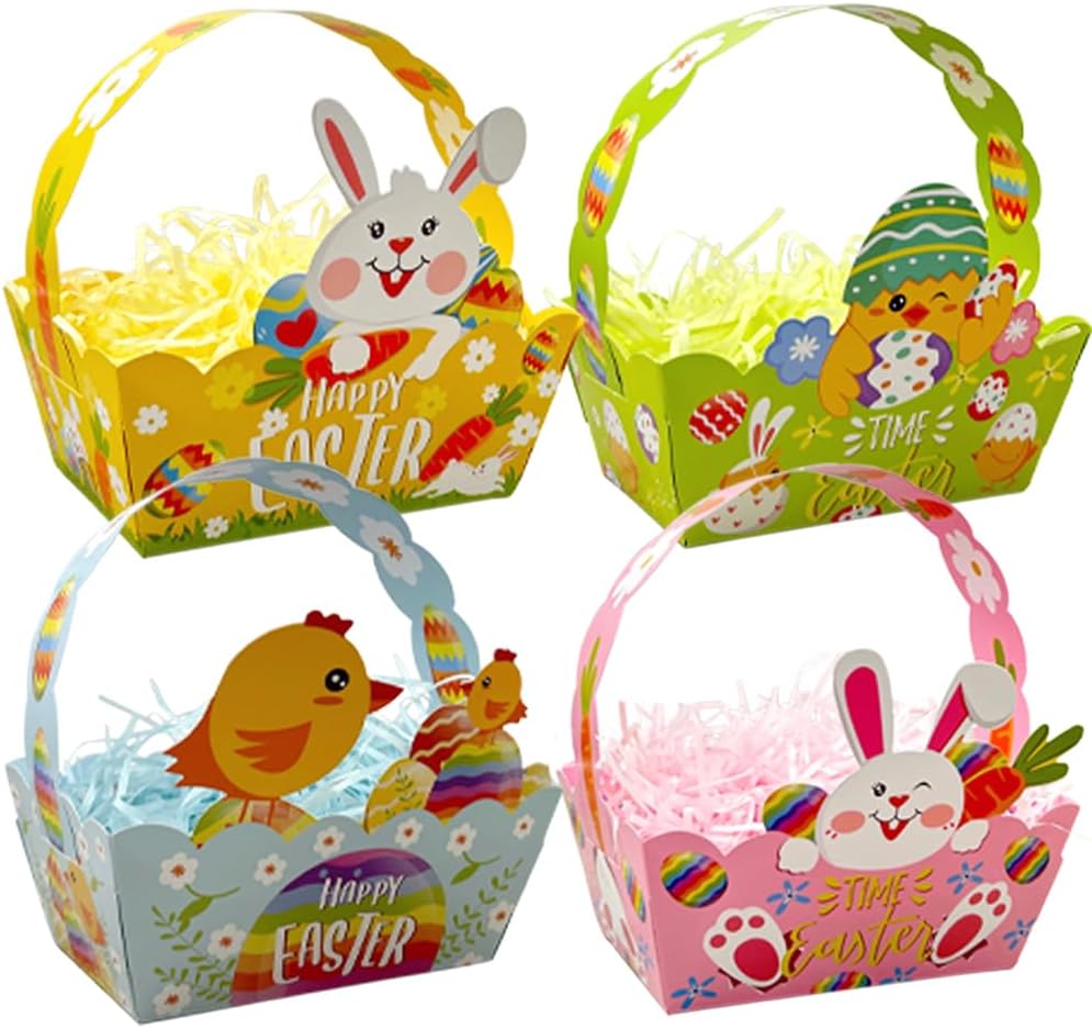 Amazon.com: 12pcs Paper Easter Baskets Easter Treat Boxes Party Favor ...