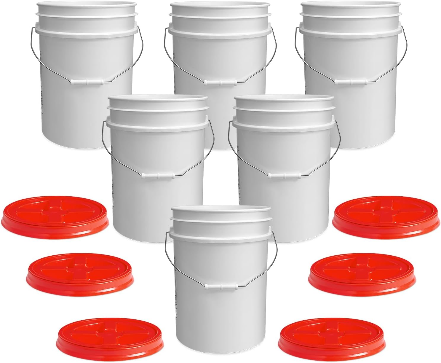 Amazon.com: ePackageSupply 5 Gallon White Bucket with Red Gamma Seal ...
