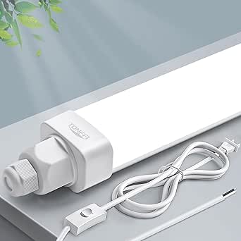 Amazon.com: Tonffi Plug in LED Ceiling Light 2FT, 18W 2000LM Led Shop ...