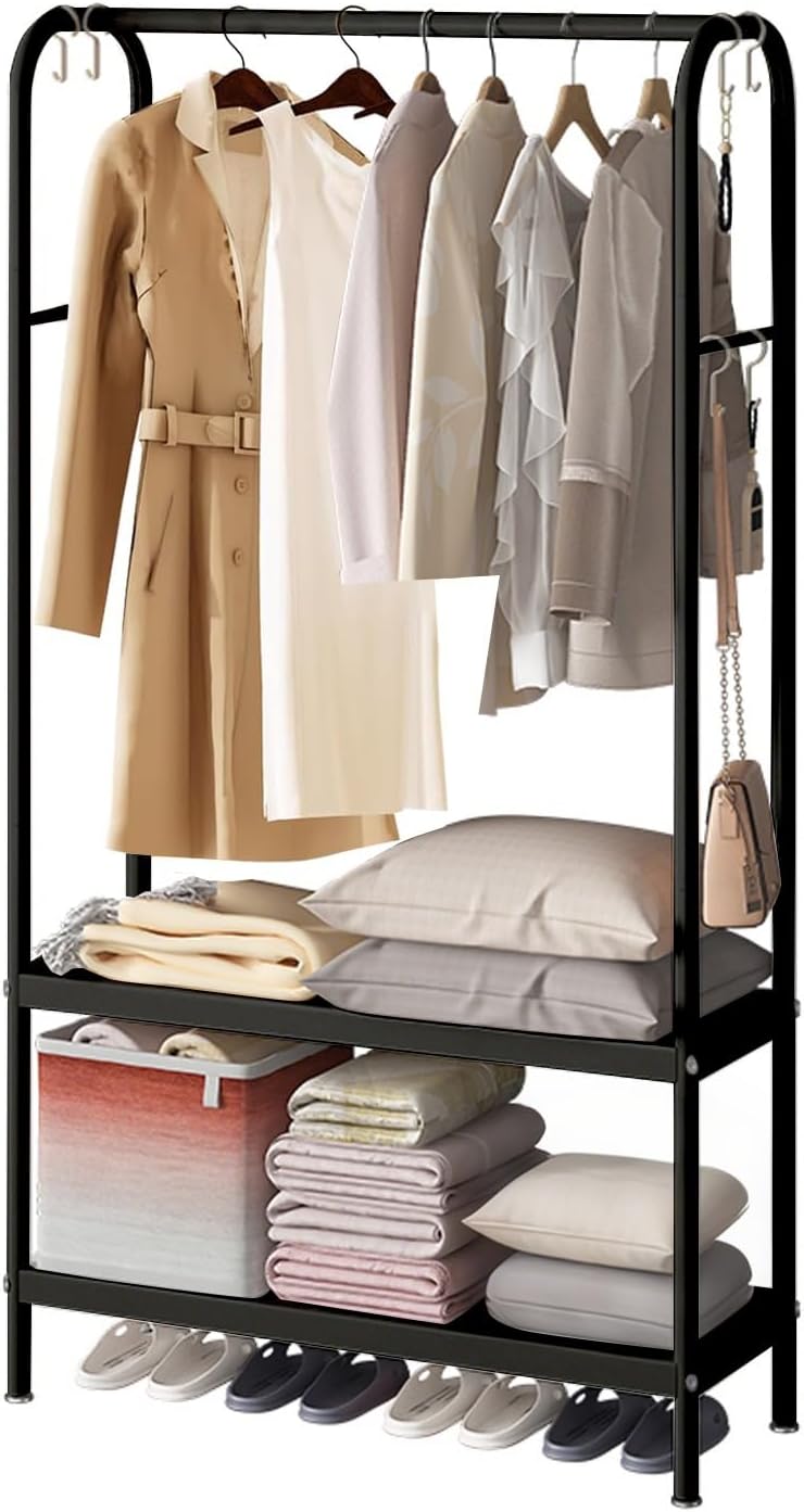 Amazon.com: Gigicloud Black Clothing Rack, Heavy Duty Garment Rack ...