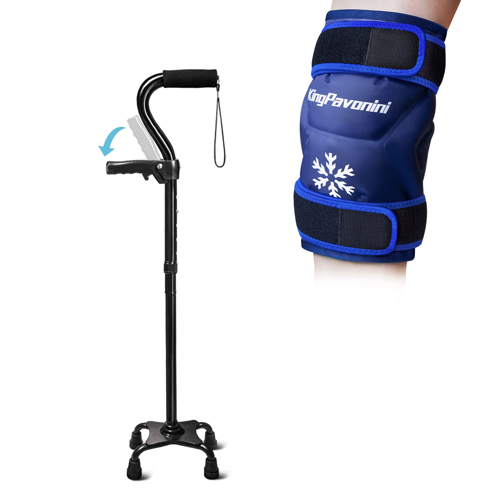 Amazon.com: Adjustable Walking Cane for Men & Women and XXL Knee Ice ...