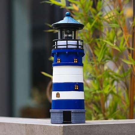 HSHD Lighthouse with Rotating Beacon LED Lights - Solar Lighthouse Lamp ...