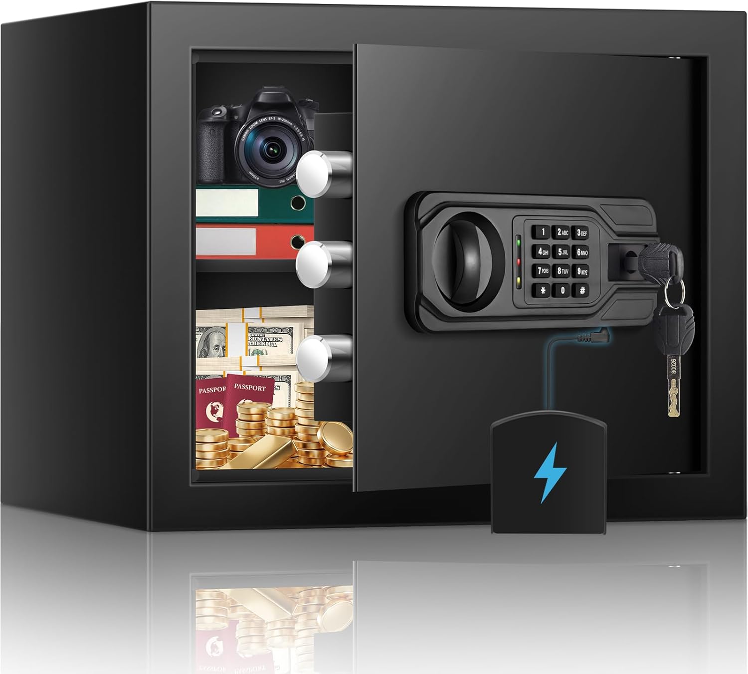 Steel Safe Box, Electronic Security Safe With Digital Keypad Lock ...