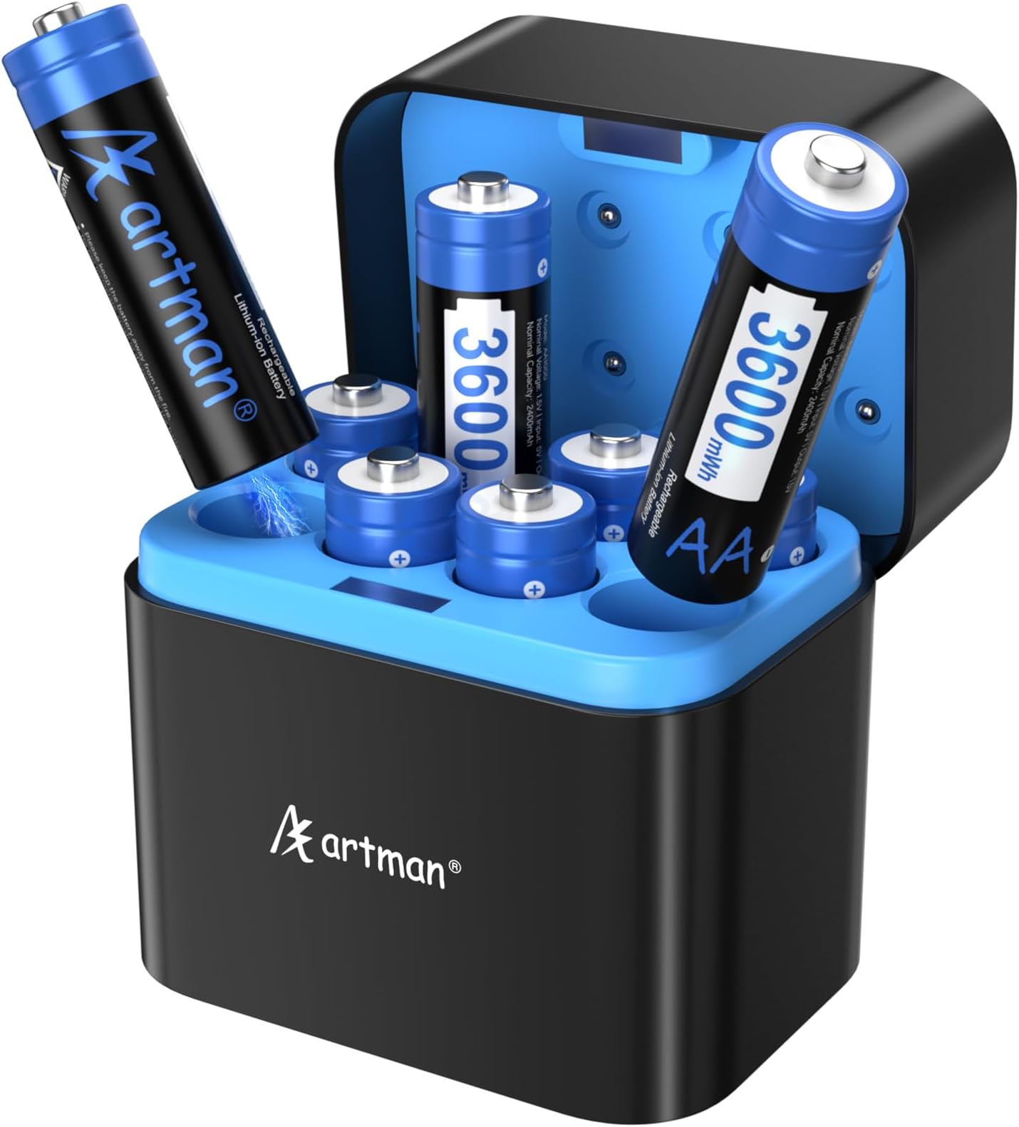 Amazon.com: Rechargeable AA Lithium Batteries 8 Pack with Fast Charger ...