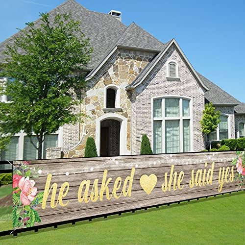 Amazon.com : Floral Wood She Said Yes Backdrop Pink Flower Bride to Be ...