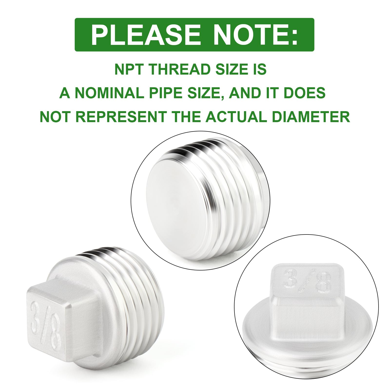 Snapklik.com : 5PCS 304 Stainless Steel Outer Square Thread Socket Pipe ...