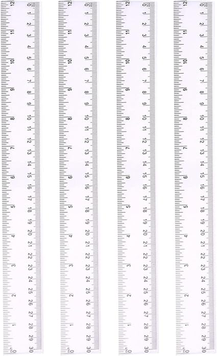 4PCS 30cm Clear Plastic Ruler 12Inch Transparent Ruler Shatterproof ...