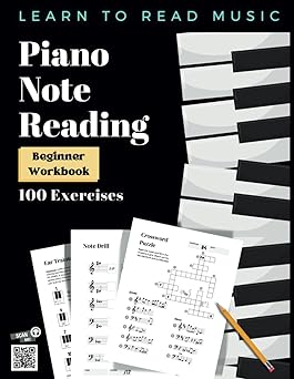 Piano Note Reading Workbook for Beginners: 100 Exercises with Ear ...