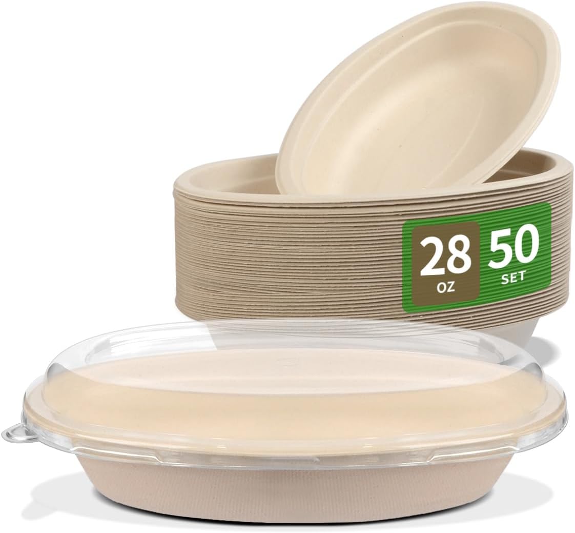 Amazon.com: bloomoon 28 oz Oval Disposable Food Containers with Lids 50 ...