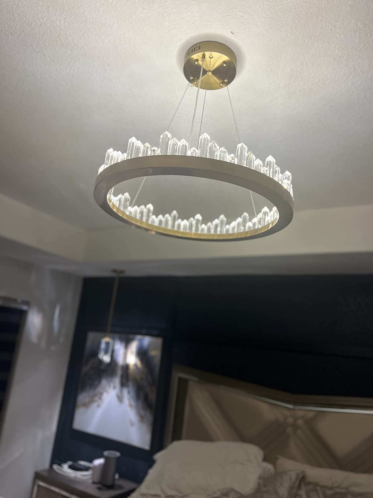 $40/mo - Finance yomay Modern Round Crystal Chandelier D24'' Gold Ring ...