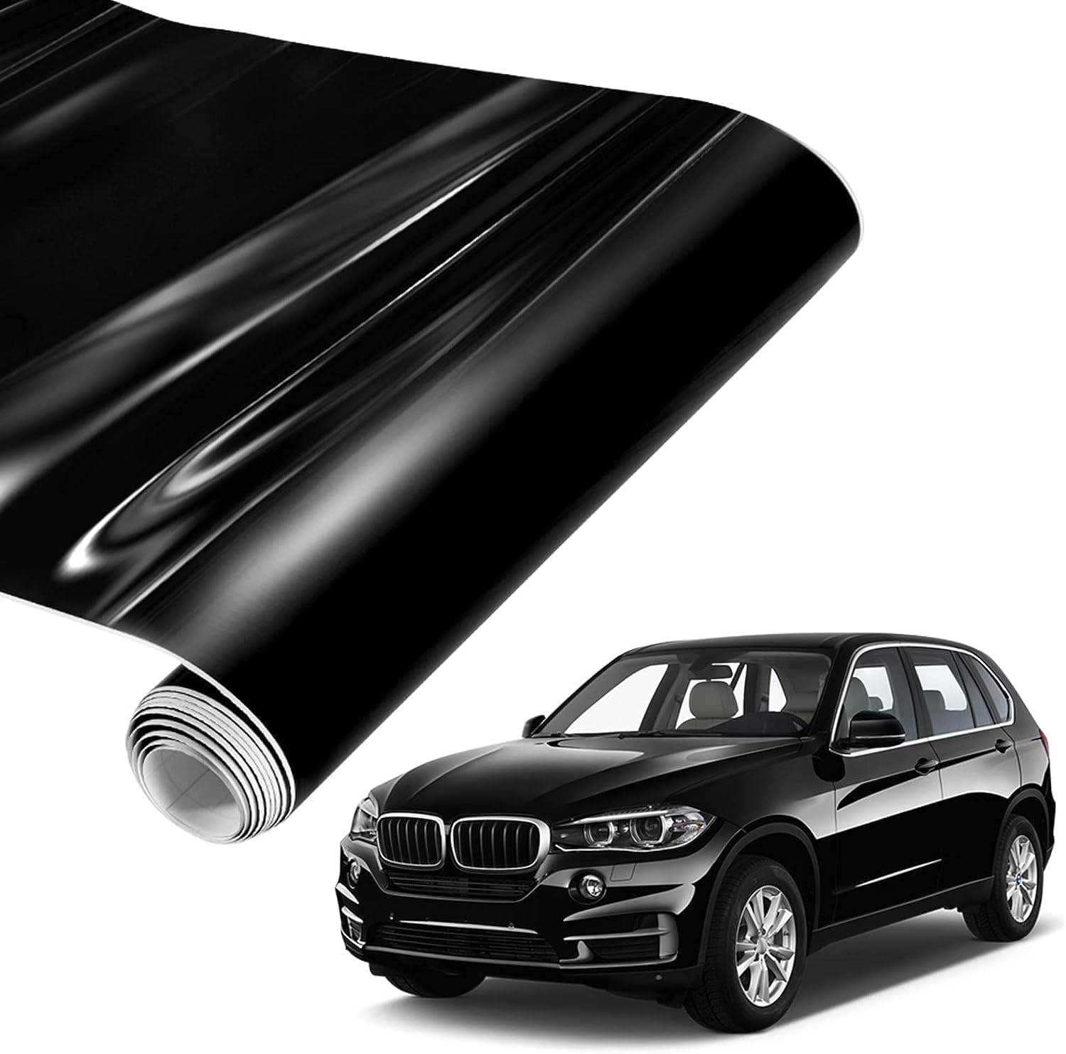 LIVECOOL Glossy Black Vinyl Car Wrap Sheet Roll Film Sticker Decal Self ...