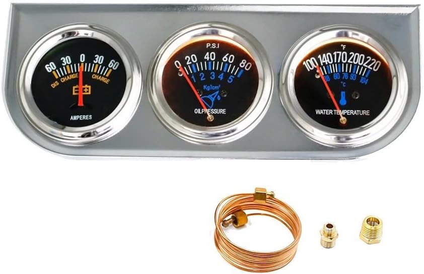 Amazon.com: Car 12V Gauge Kit Line Ammeter Water Temperature Oil Meter ...