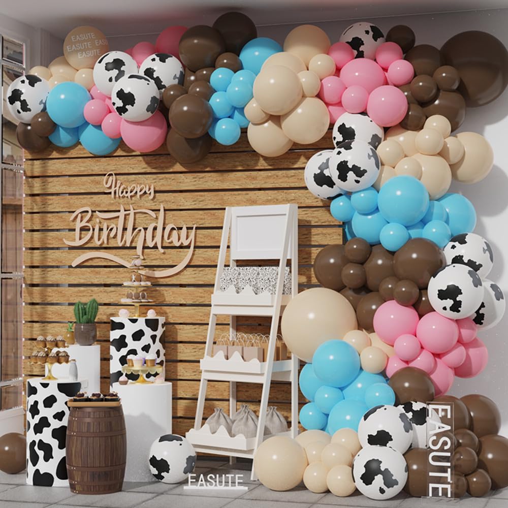 Amazon.com: Cow Balloon Garland Arch Kit 145pcs Blue Brown Balloons Cow ...