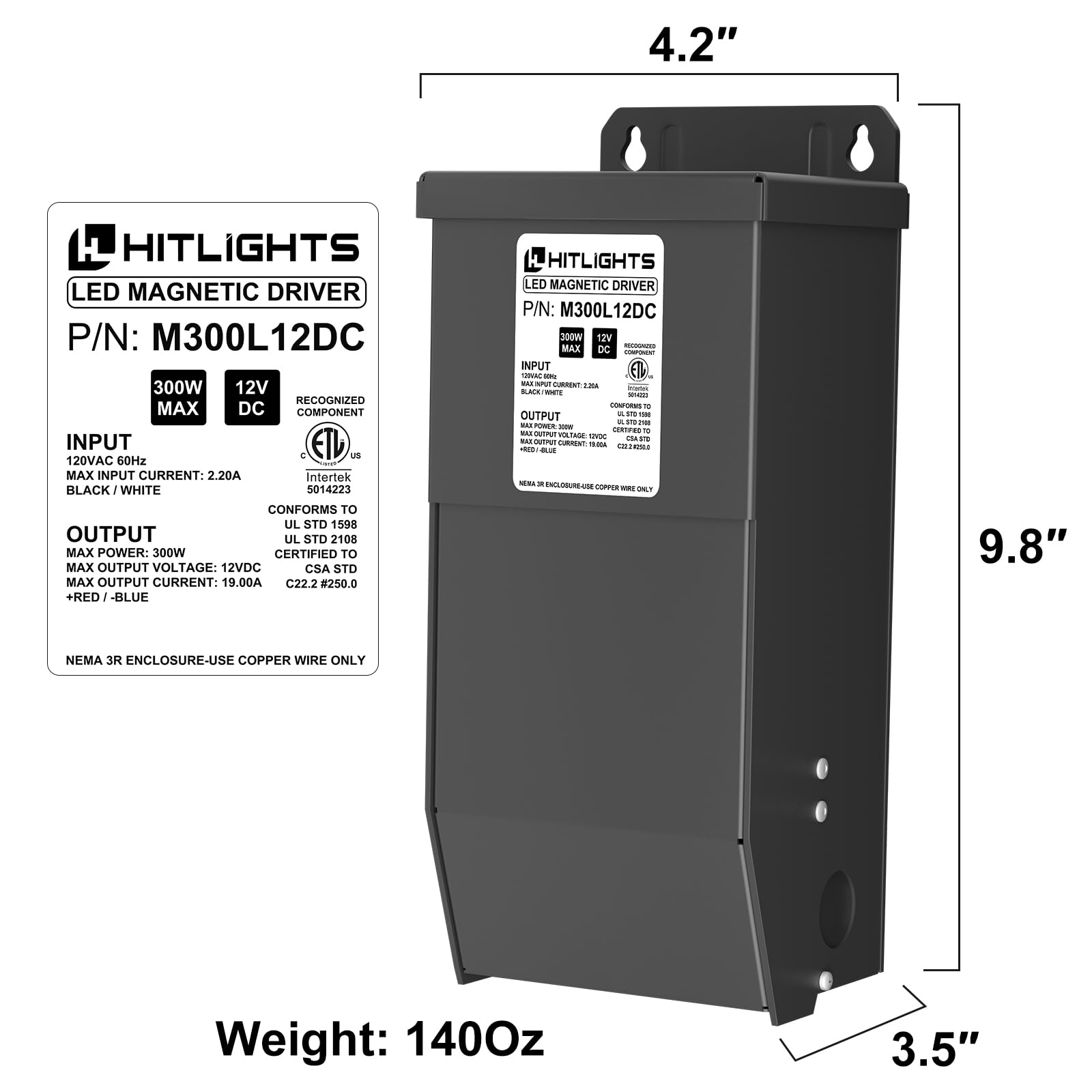 Snapklik.com : HitLights 300 Watt Dimmable Driver, Magnetic LED Driver ...