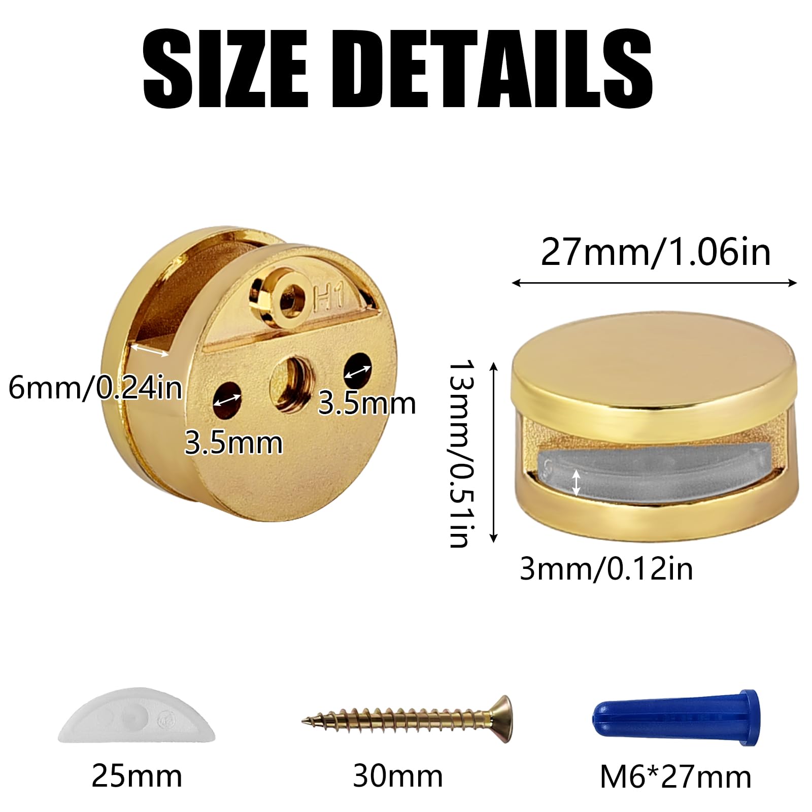 Snapklik.com : Frameless Mirror Mounting Hardware Kit Zinc Alloy Mirror ...