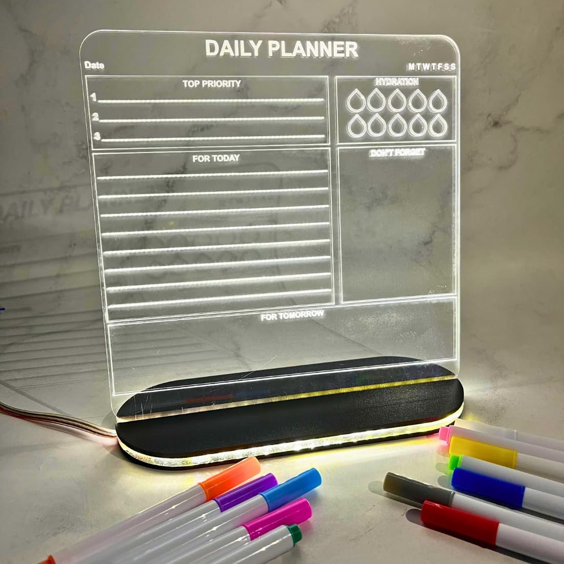 Zesta 3D Acrylic Writing Pad with LED Light & Pen – Glow Art Message ...