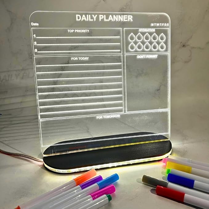 Zesta 3D Acrylic Writing Pad with LED Light & Pen – Glow Art Message ...