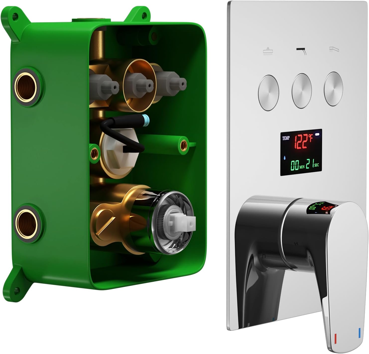 HONGTONGSOWER Chrome Pressure Balancing Shower Valve 3 Function ...