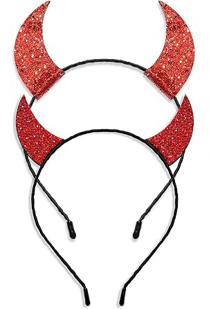 Amazon.com: Halloween Devil Horns Headband for Girls Shining Sequins ...