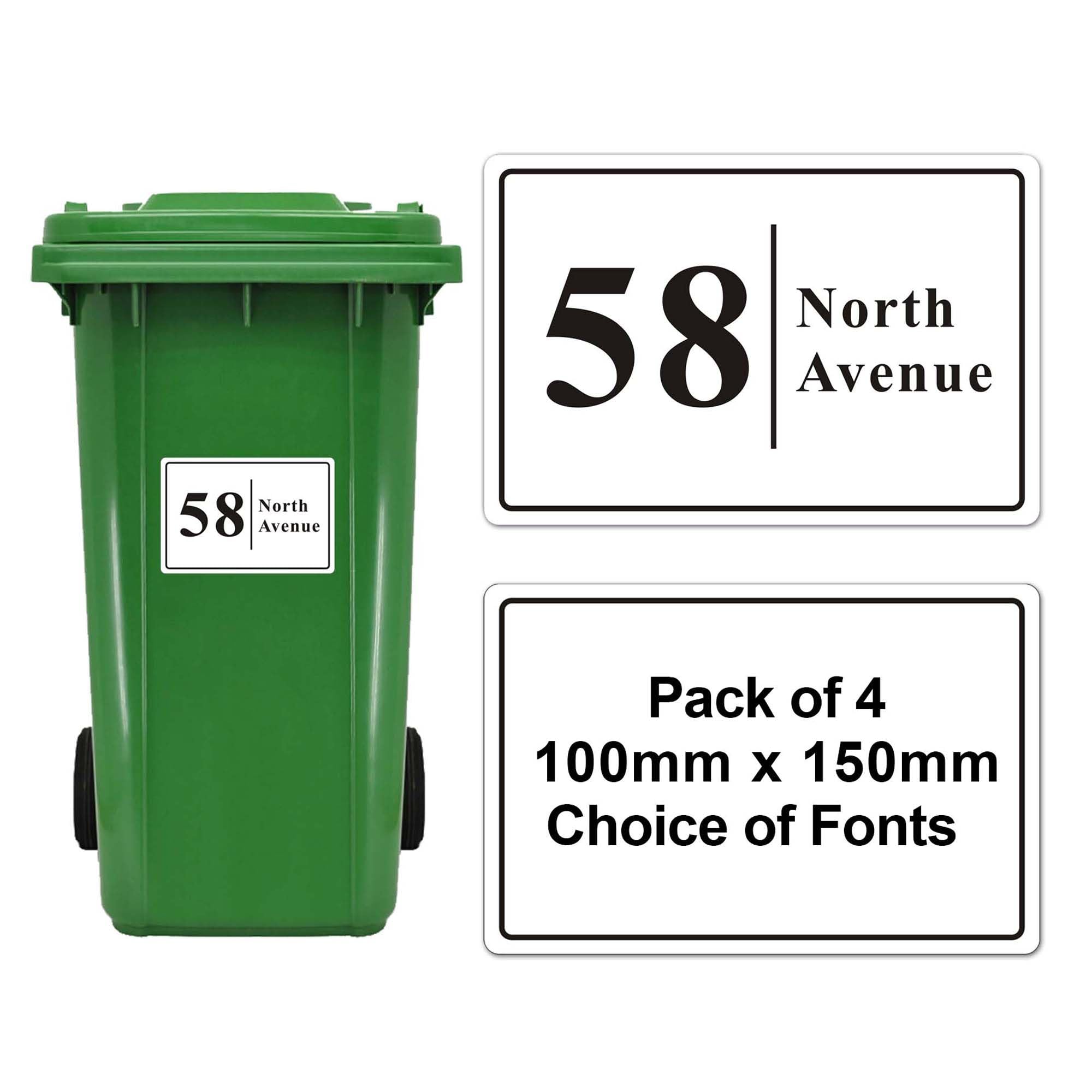 4 x Wheelie Bin Stickers Bin Numbers for Wheelie Bins Custom Wheelie ...