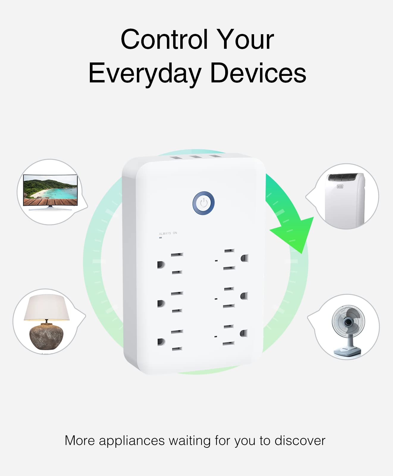 Smart Plug Outlet Extender, USB Surge Protector with 3 Individually ...