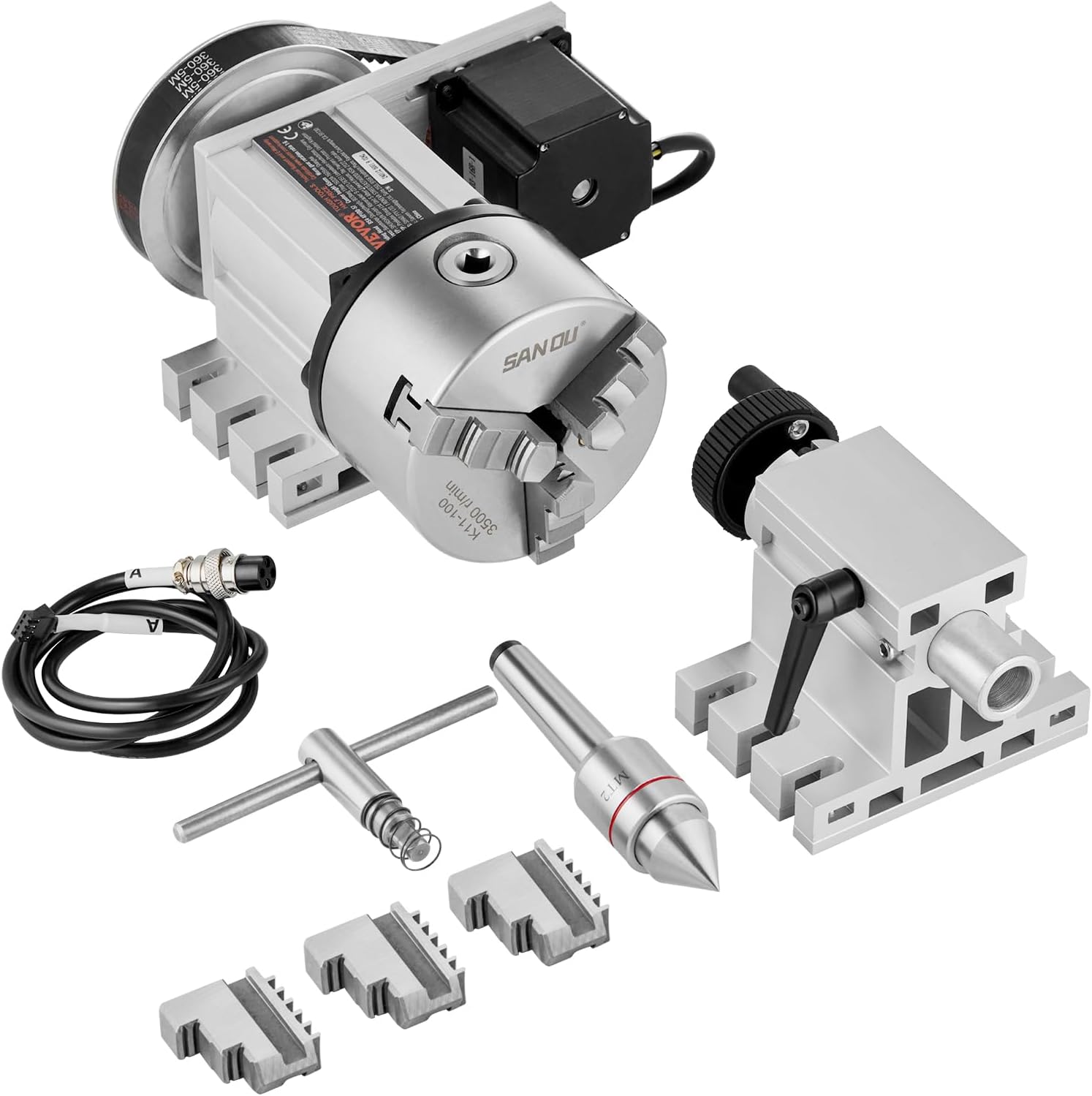 VEVOR Dividing Head, K11-100mm 3-Jaw Chuck, CNC Router Milling Machine ...