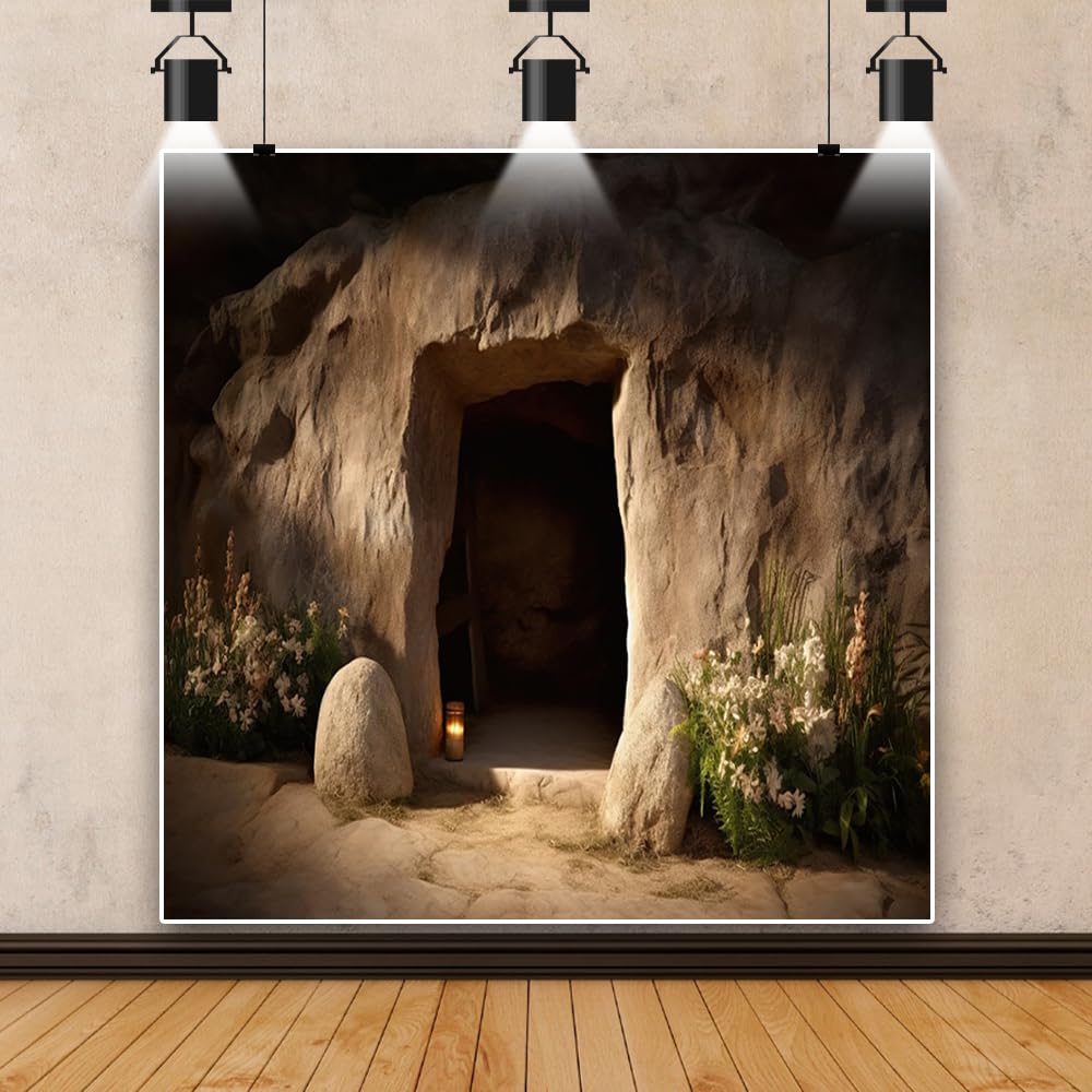 Amazon.com : DORCEV Empty Tomb Backdrop 8x8ft Jesus Christ Crucifix ...
