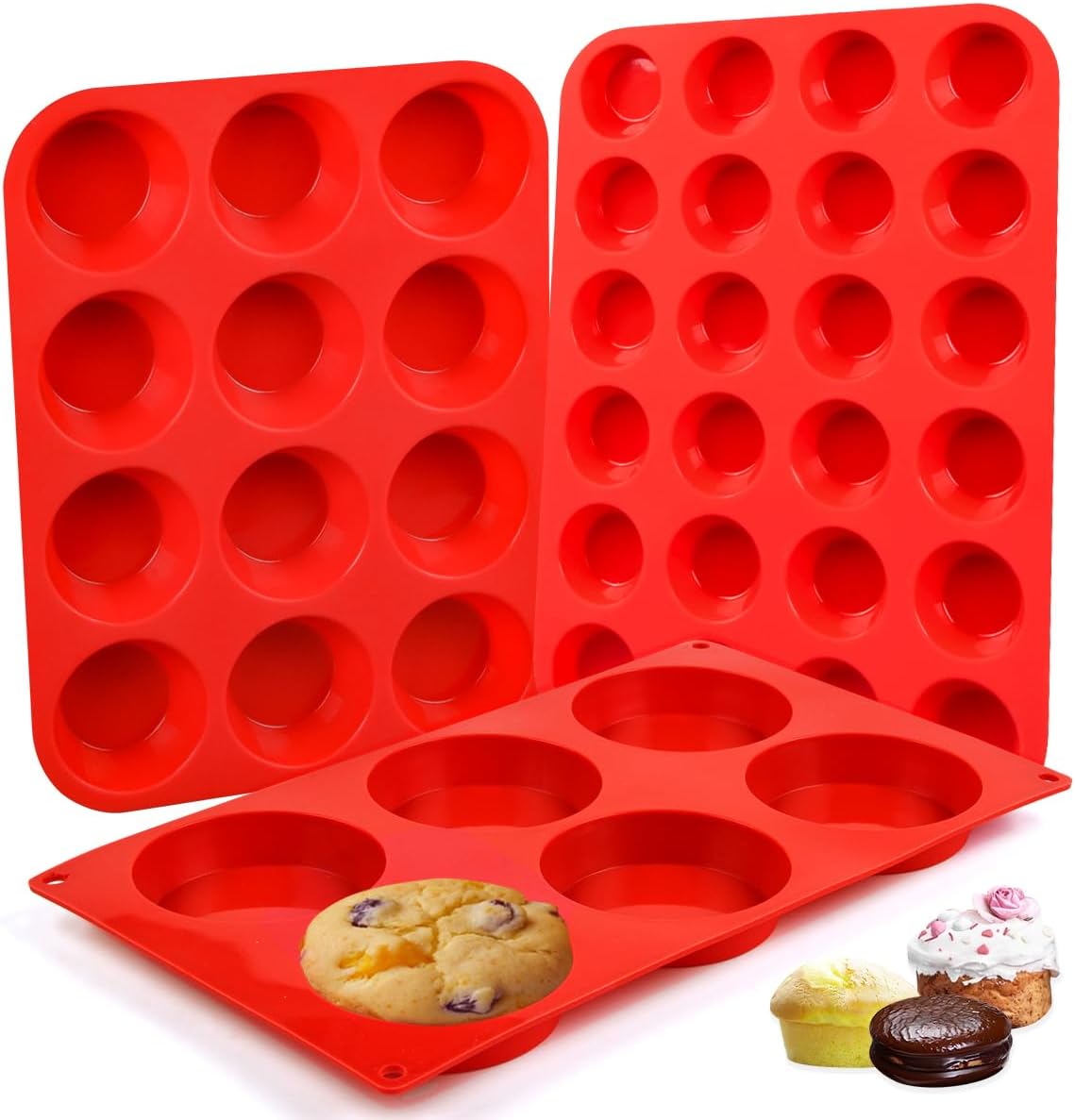 Amazon.com: CAKETIME Silicone Muffin Pan- Regular 12 Cups Muffin Pan ...