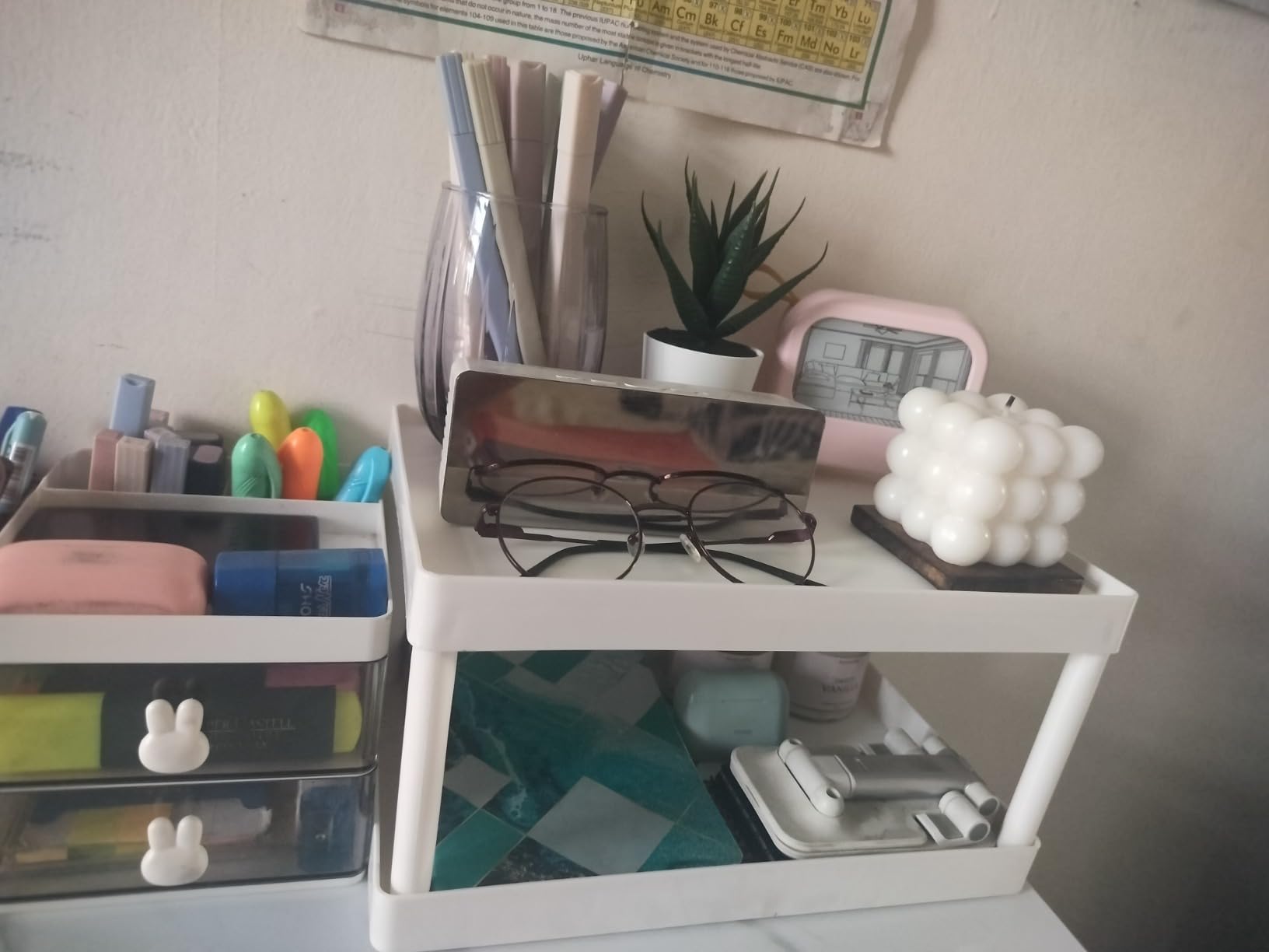 MEZON Desktop Storage Rack 2 Layer Stackable Cosmetic Organizer Drawer ...