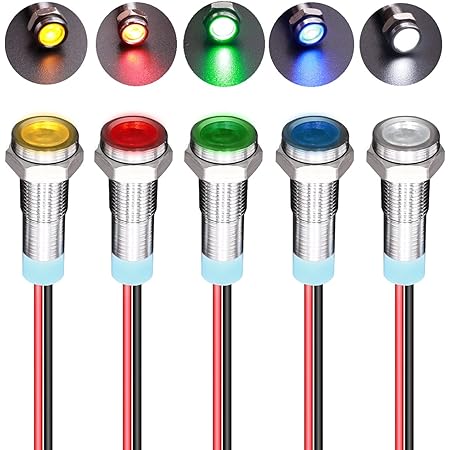 Amazon.com: lkelyonewy Led Metal Indicator Light 6MM 1/4" 12V ...