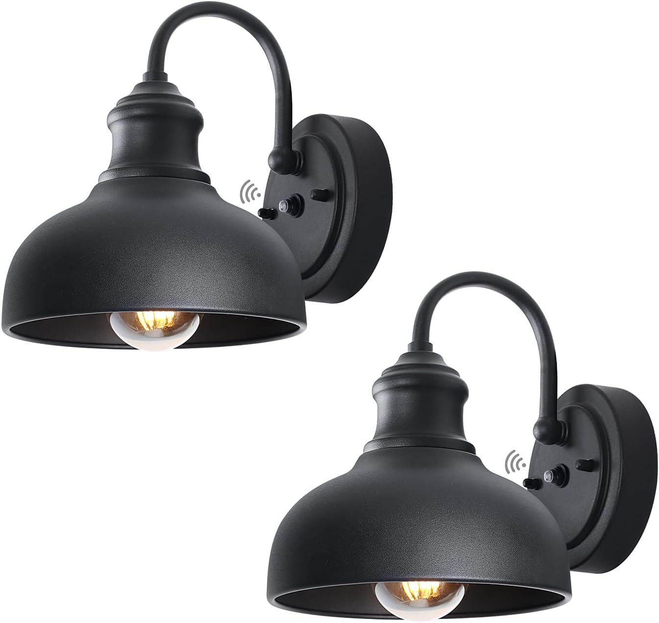 INNOSPARX 7'' Outdoor Barn Light Dusk to Dawn Black Outside Gooseneck Light Wall Mounted ...