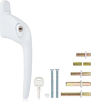 XFORT Cranked Locking Window Handle Installation Kit in White, Right ...