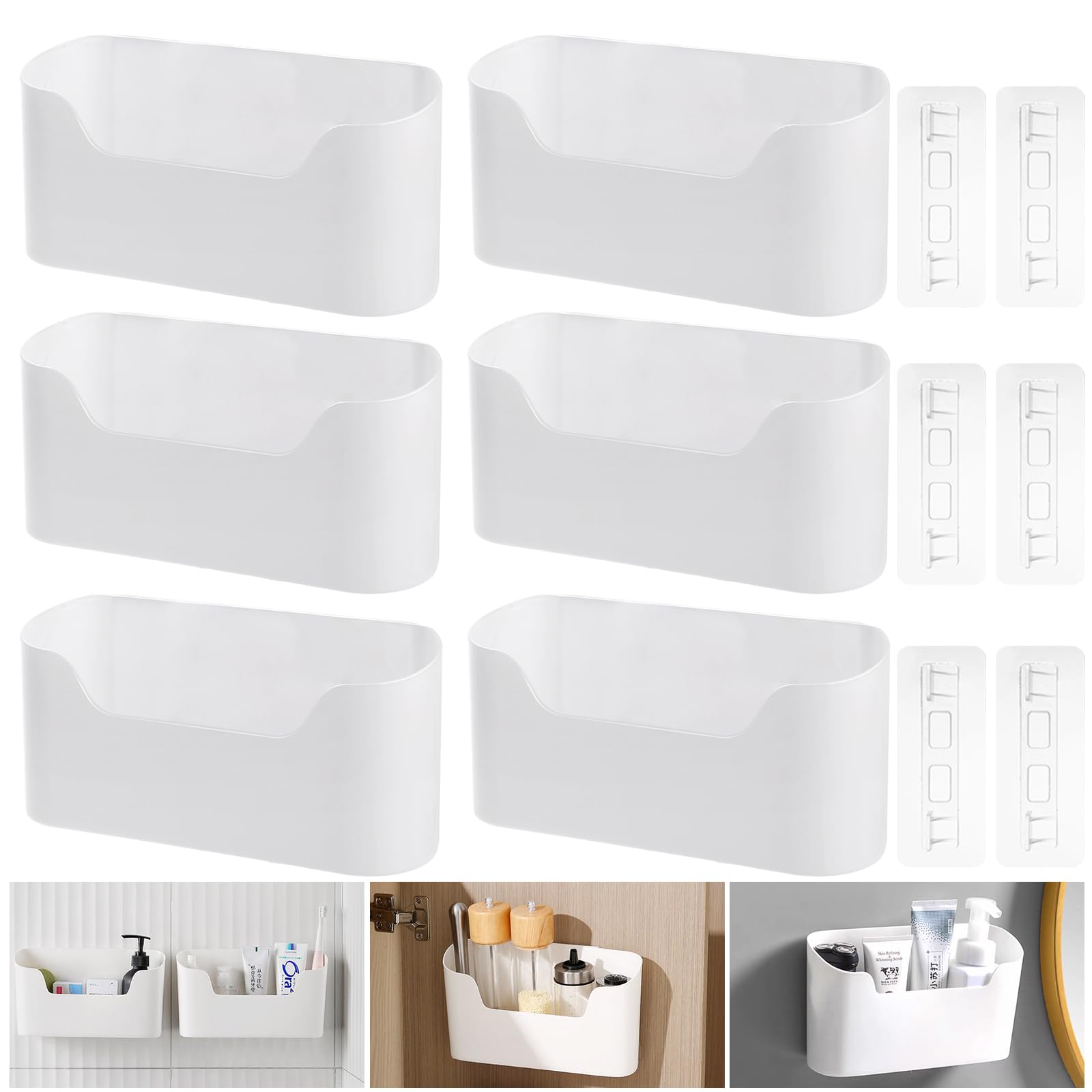 WOPPLXY 6 PCS Kitchen Cupboard Door Storage Box - White Wall Mounted ...