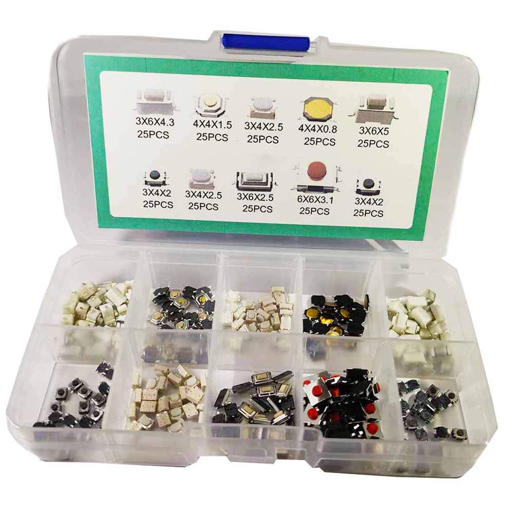 Ancai 10 Size Value Tactile Push Button Switch Micro Tact Assortment ...