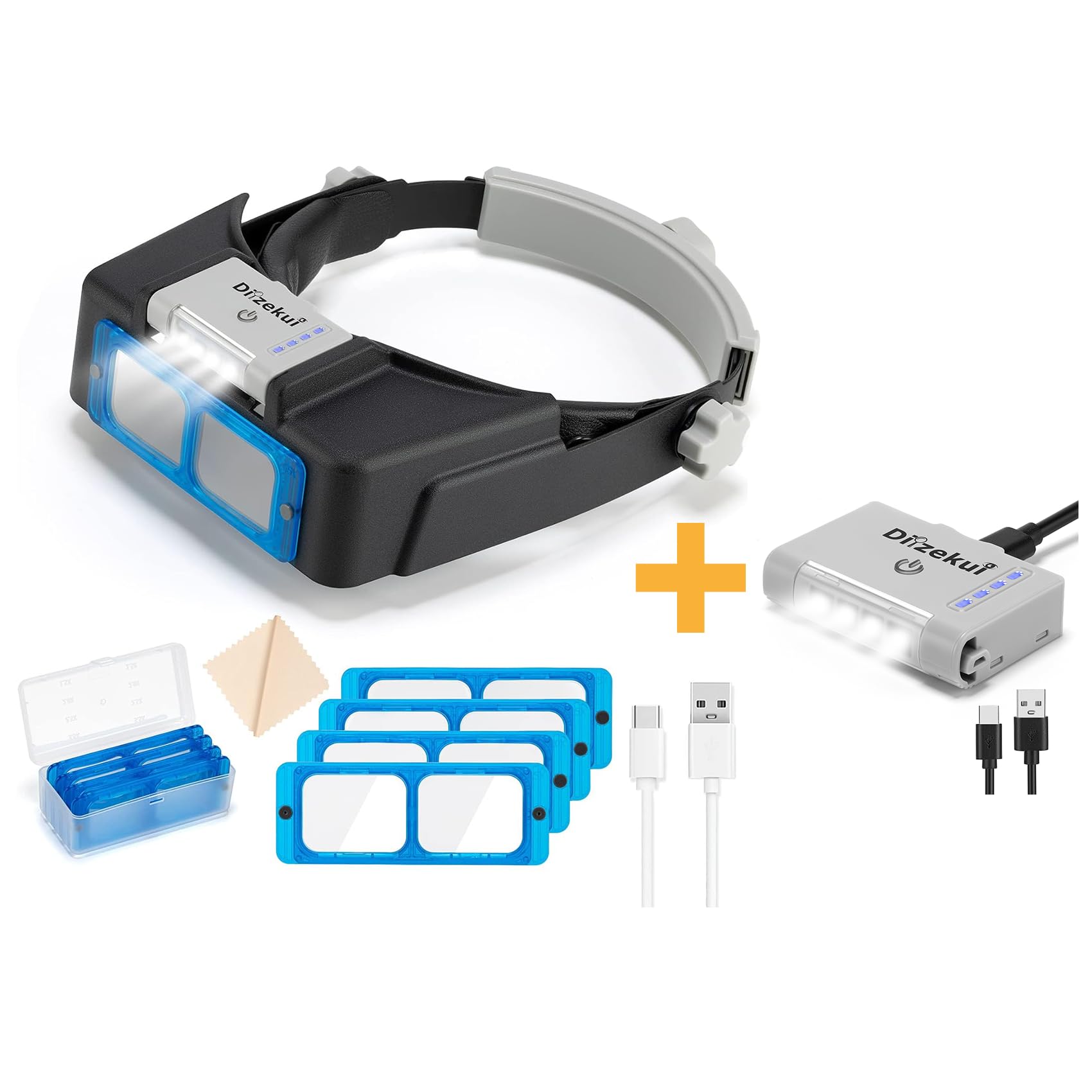 Amazon.com: Dilzekui Blue 1.5X to 3.5X Head Magnifying Glasses with ...