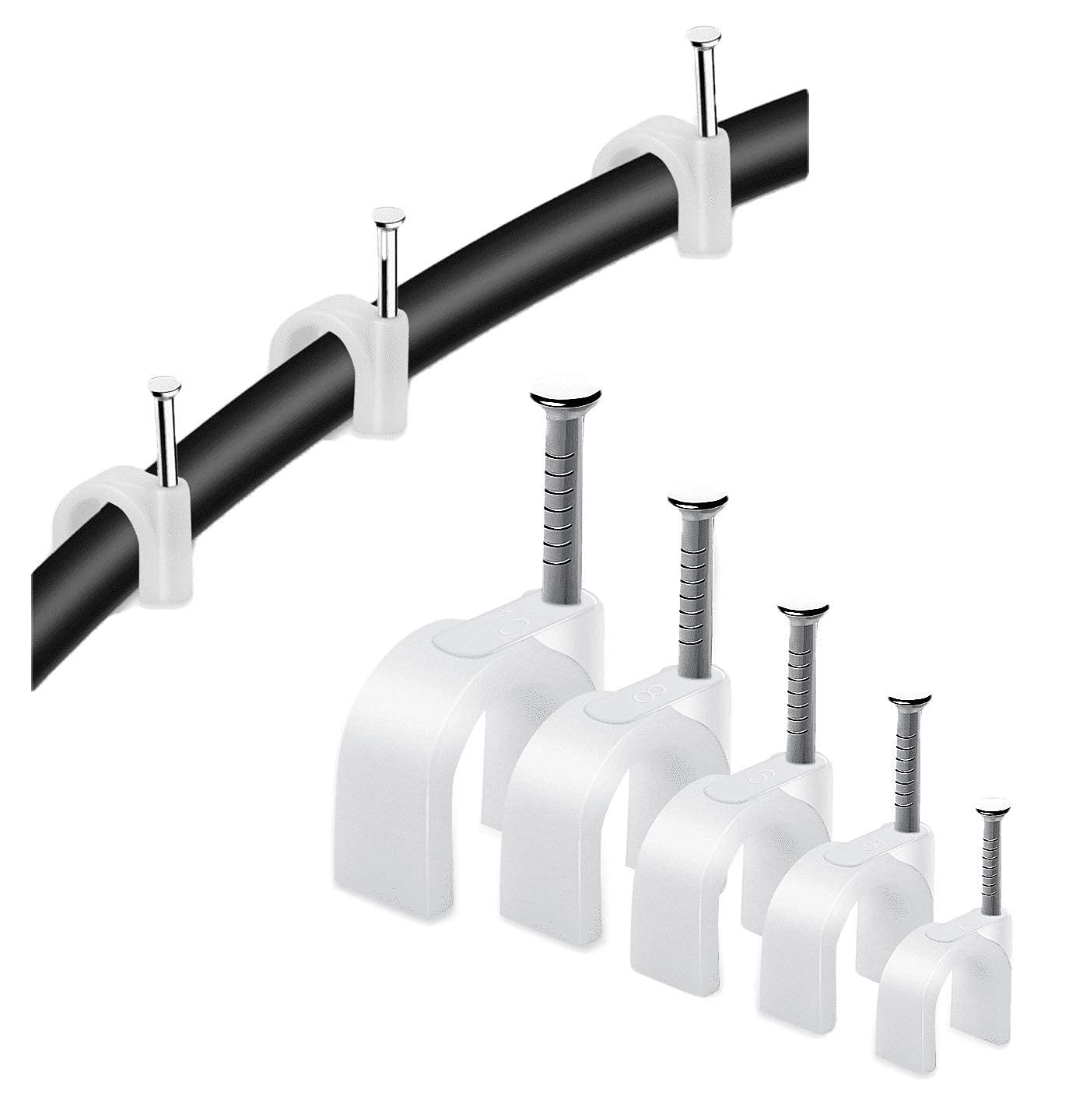SHIVANSH TECHNOLOGY® Cable Clips with Metal Nails for Cable Management ...