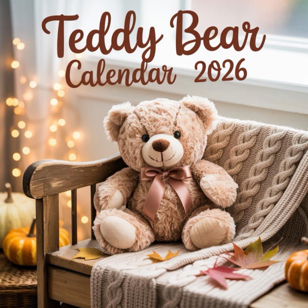 Teddy Bear Calendar 2026: 12 Months of Teddy Bear from Jan 2026 to Dec ...