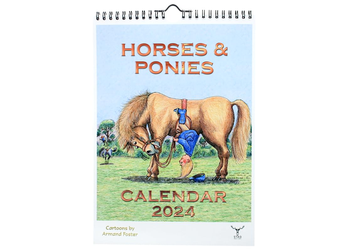 Horses & Ponies Humour Cartoon Funny 2024 Yearly Wall Hanging Calendar ...