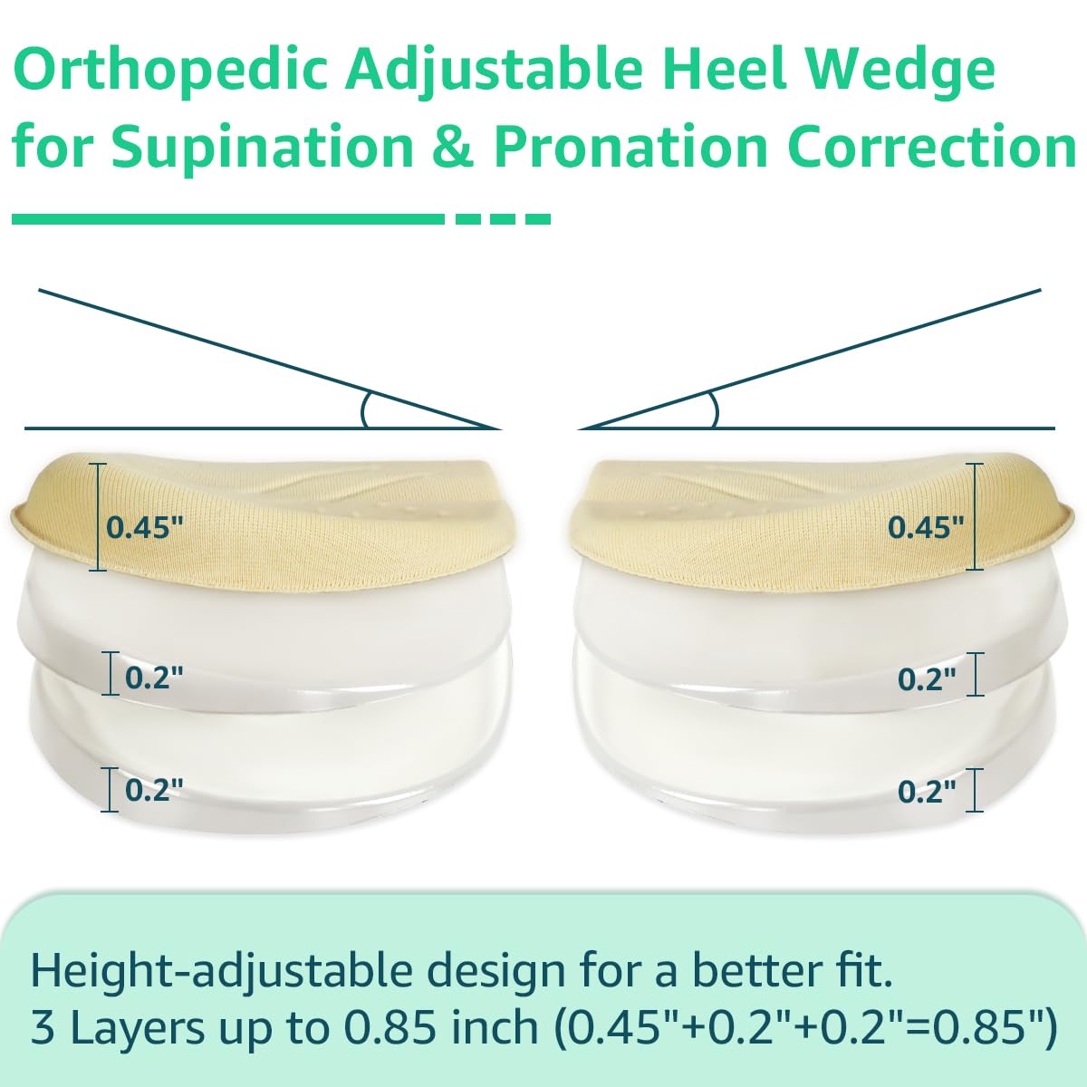 Snapklik.com : Skyfoot 3 Layers Adjustable Heel Wedge Inserts For ...