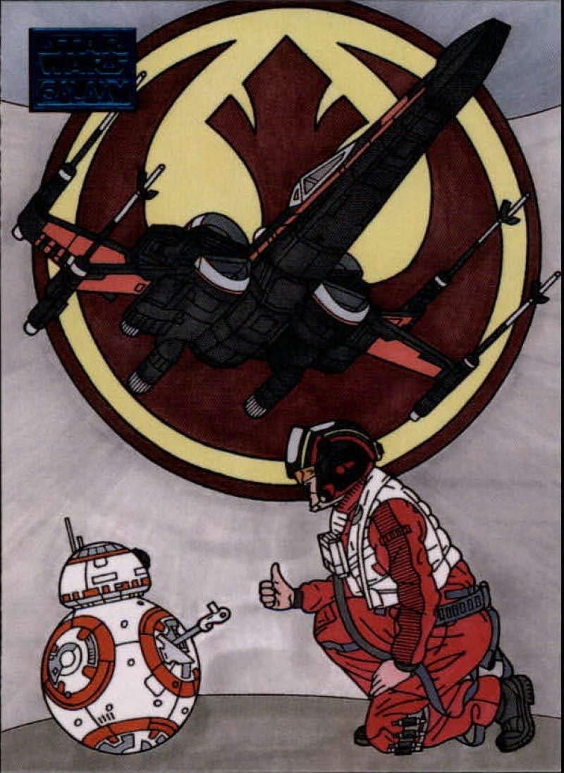 2018 Topps Star Wars Galaxy Blue #48 Poe Dameron and BB-8 Jamie ...